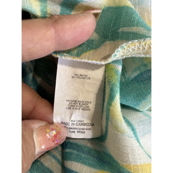 Cocomo | Tops | Cocomo Floral Yellowturq Long Bell Sleeve Blouse Size ...